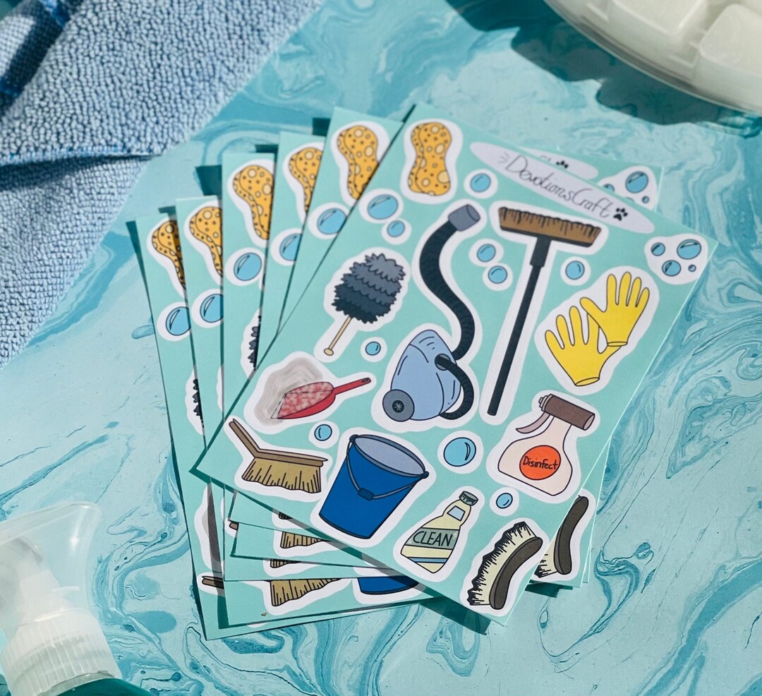 Cleaning Sticker Sheet - Etsy
