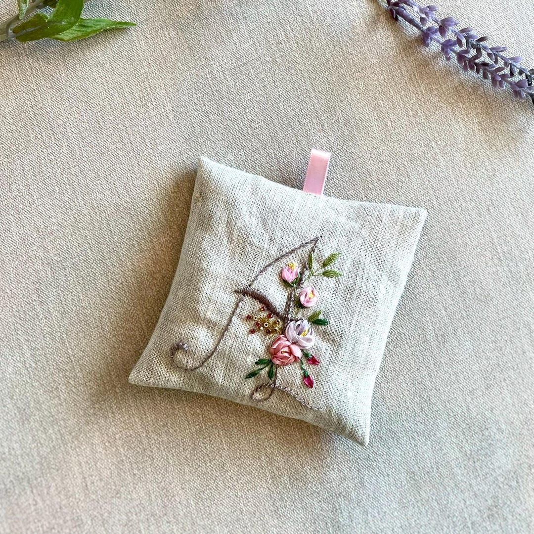 Hand Embroidered Lavender Sachet: Personalized Linen Monogram Gift - Etsy