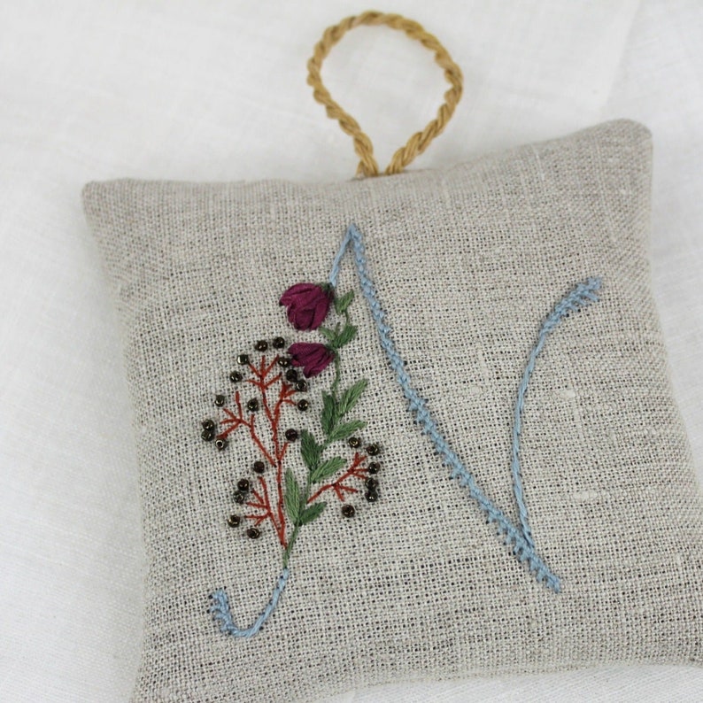 Lavender Sachet Hand Embroidered Monogram Gift for Everyone Birthday ...