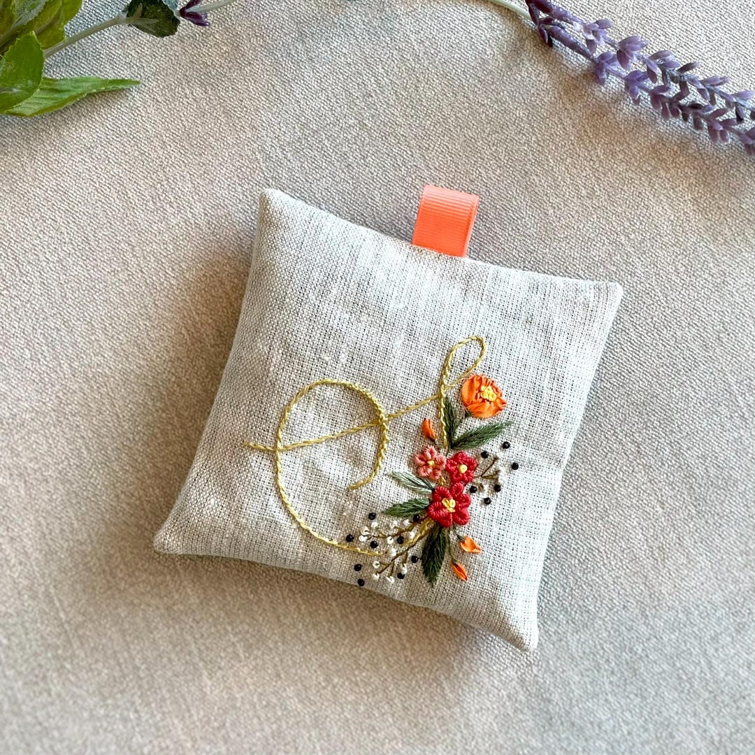 Personalized Lavender Sachet: Hand Embroidered Linen Monogram Gift - Etsy