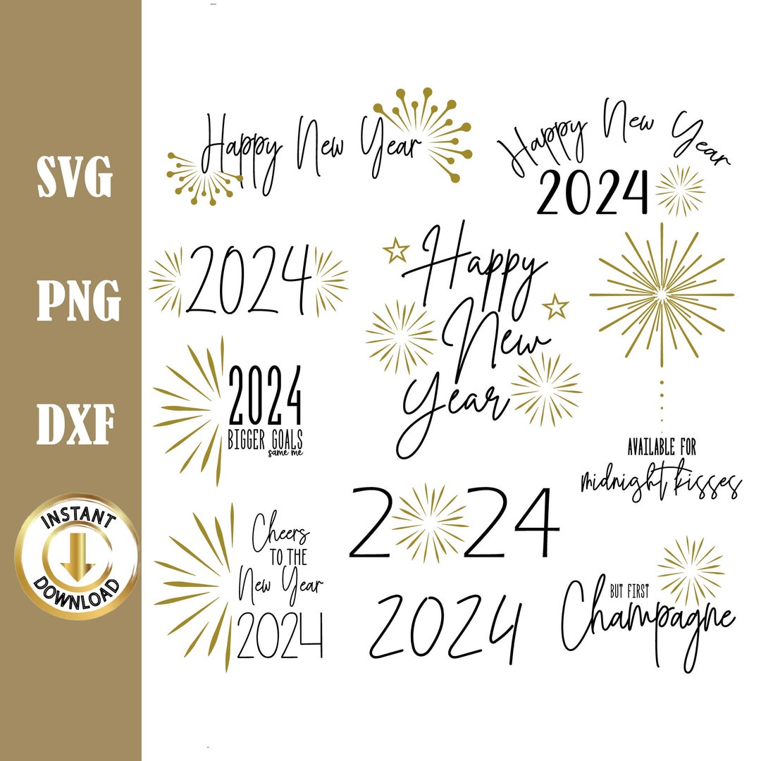 Happy New Year 2024 SVG Bundle 2024 New Year Png Hand - Etsy UK