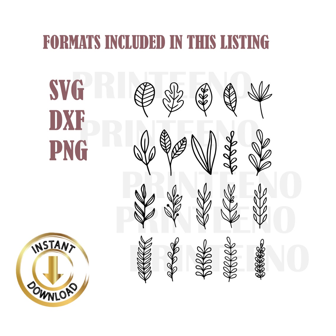 Leaves Outlines SVG Bundle Branches Bundle SVG Branches Svg - Etsy