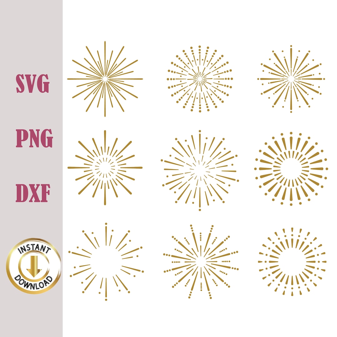 Fireworks Svg Png Dxf Bundle, Fireworks Clipart, Burst Svg, Sparklers ...