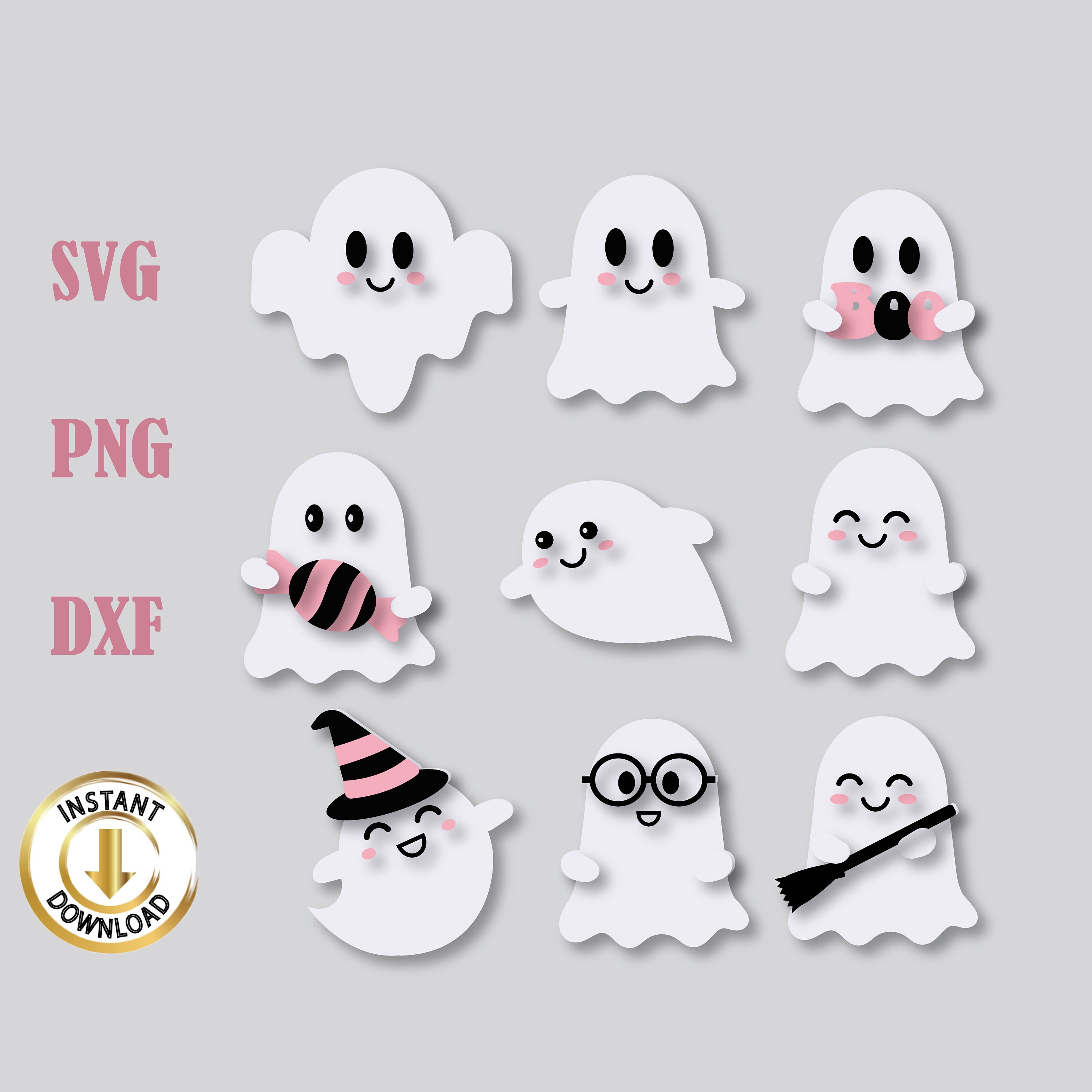 Ghosts Svg Bundle Halloween Svg Cute Ghost Svg Halloween - Etsy