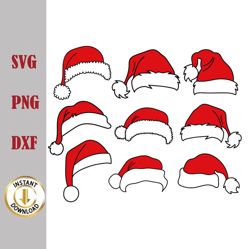 Santa Hat SVG Santa Hat Cut File Christmas Hat Svg Bundle - Etsy