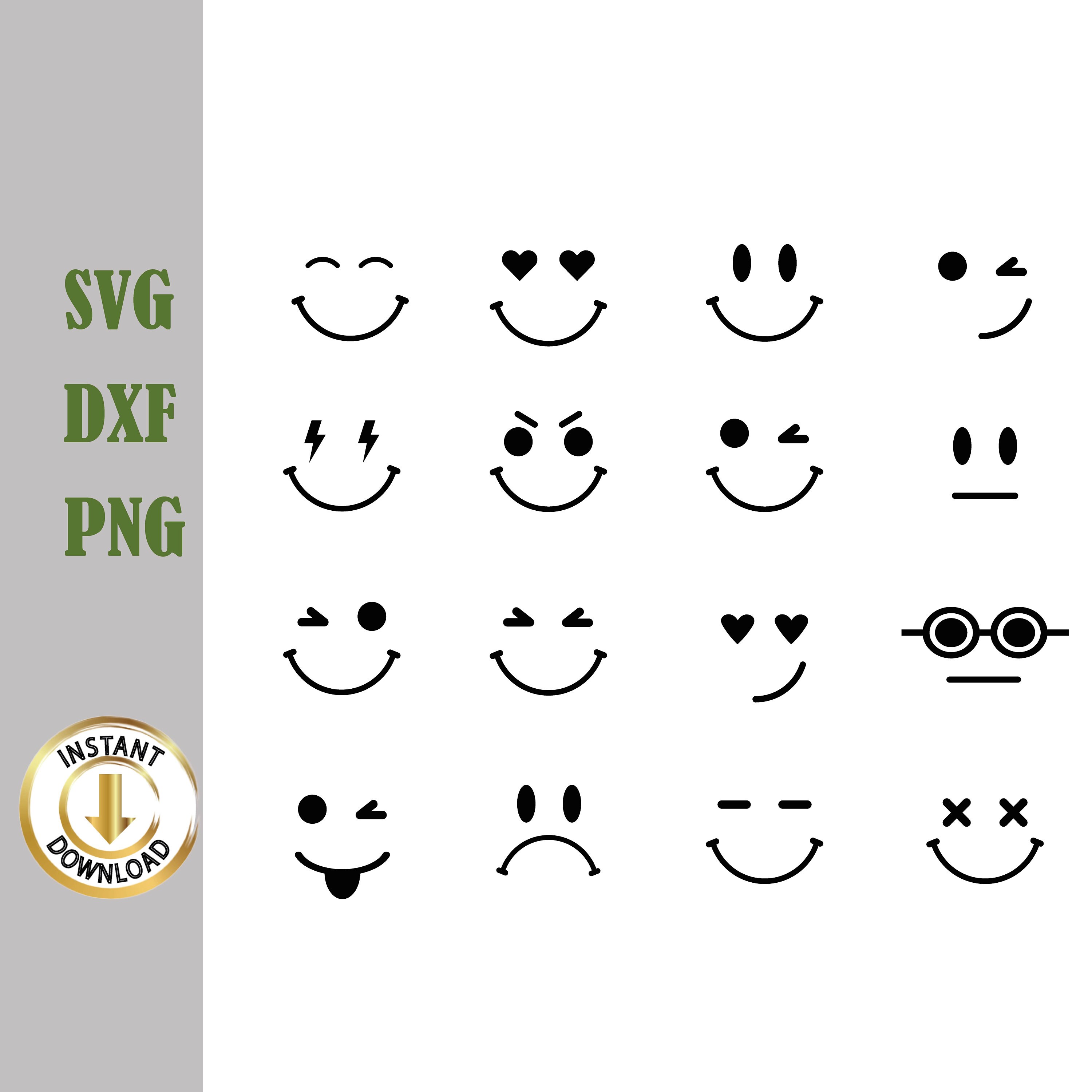 Smiley Gesicht Svg Bundle Happy Face Svg Emoji Svg Smiley Etsy ...
