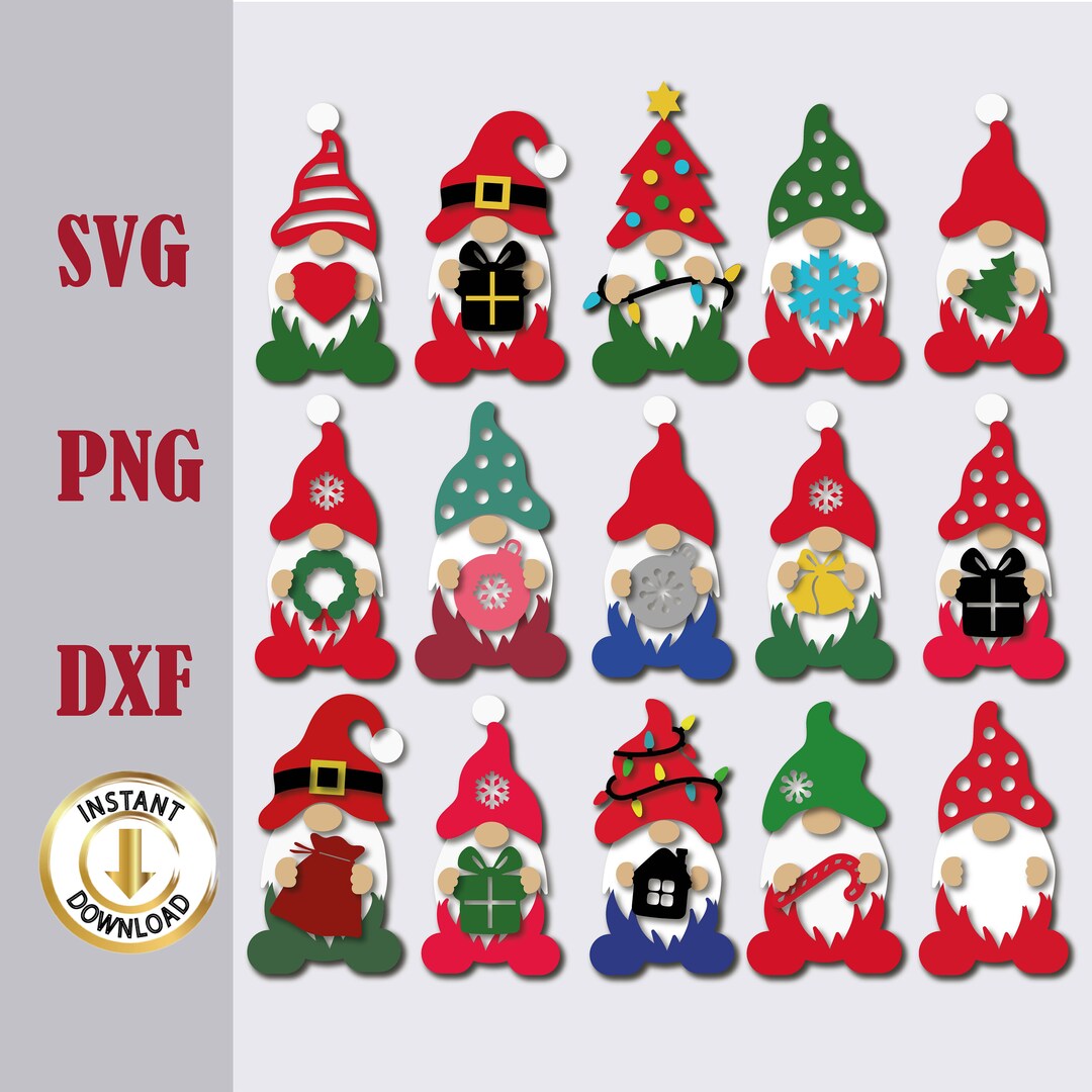 Christmas Gnomes Svg Png Bundle, Cute Gnome Svg, Gnome Cut Files Bundle ...