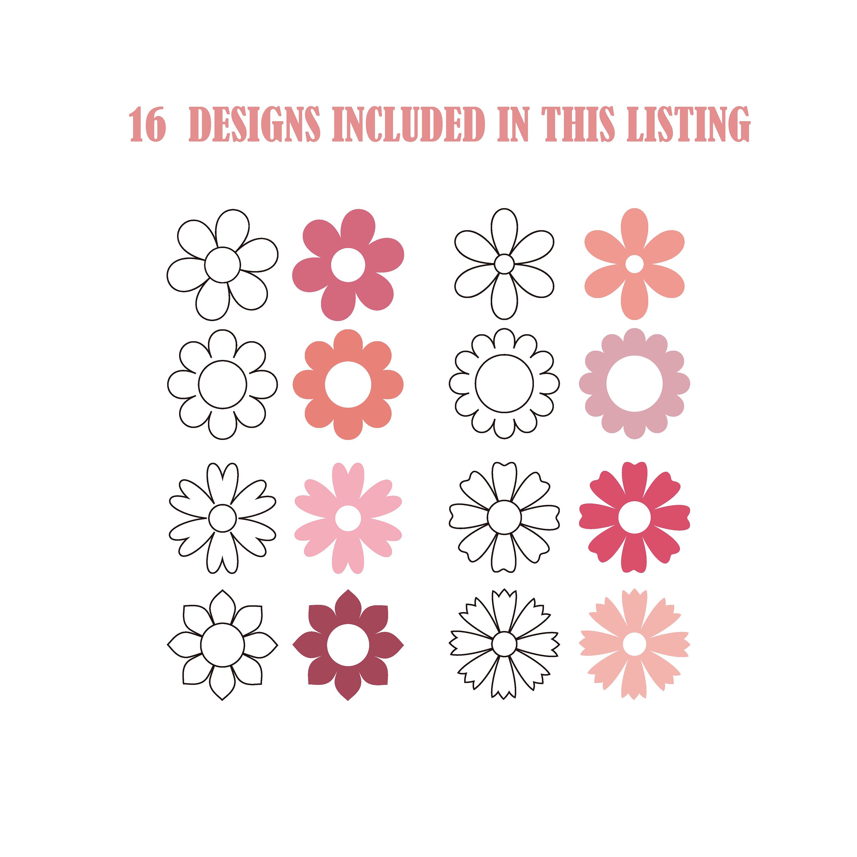 Simple Flower Outline Svg Bundle Gardening Flower Icon Svg - Etsy UK