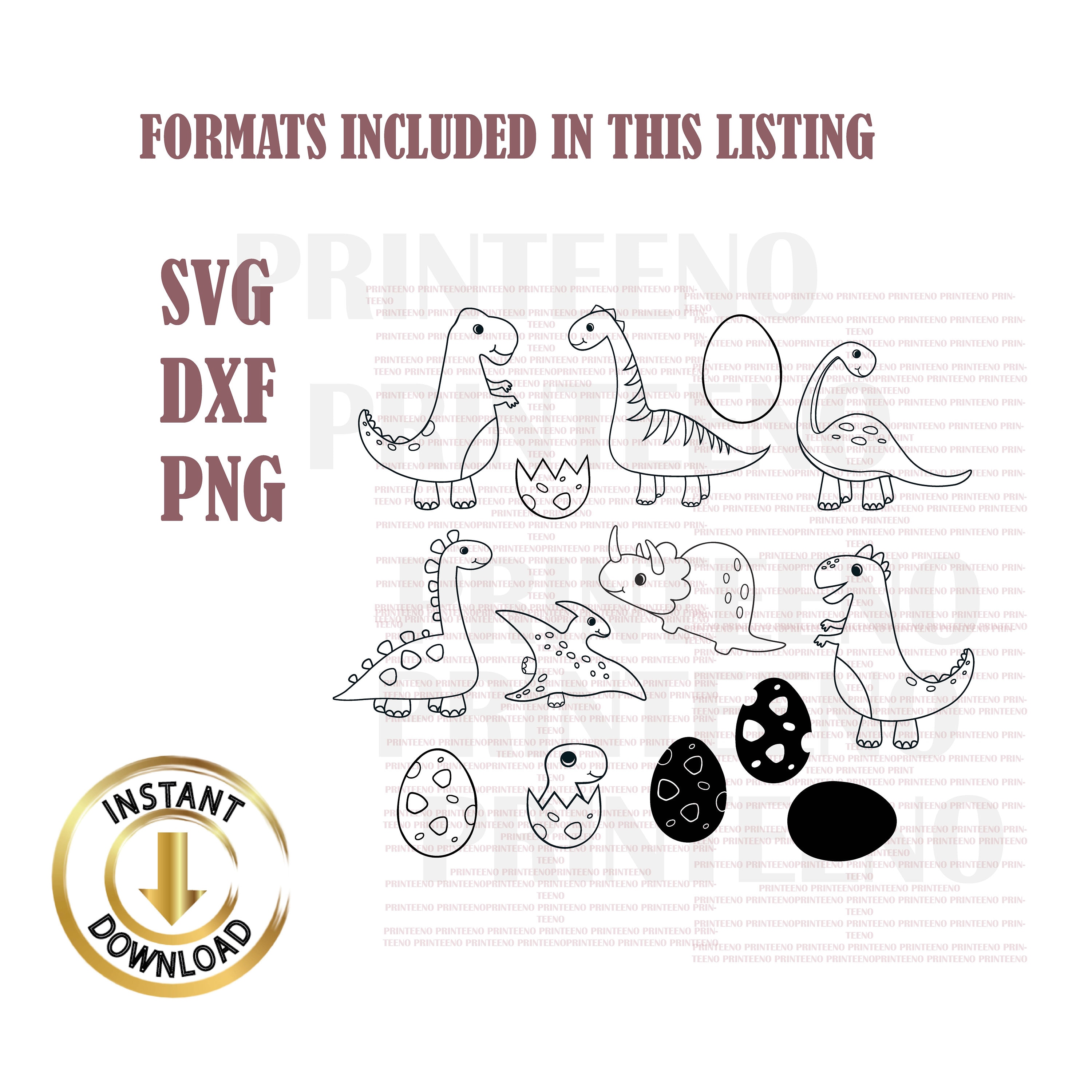 Dinosaur SVG Bundle T-rex Brontosaurus Stegosaurus Triceratops - Etsy