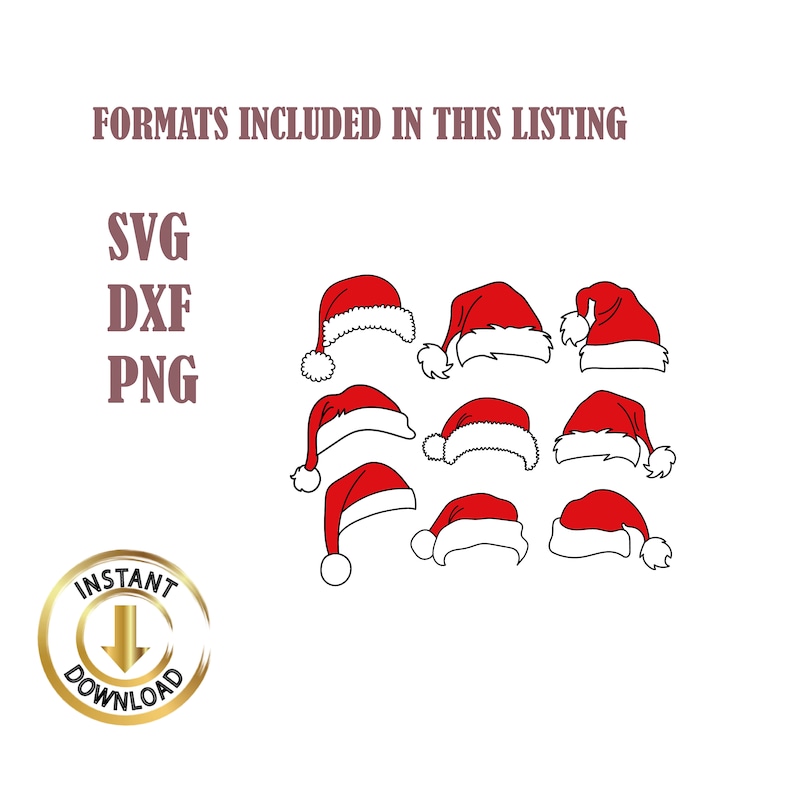 Santa Hat SVG Santa Hat Cut File Christmas Hat Svg Bundle - Etsy