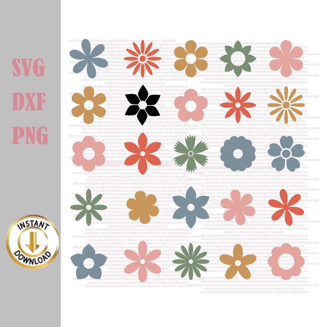 Cute Flower Svg Bundle, Gardening Flower Icon Svg, Flat Flowers Clipart ...