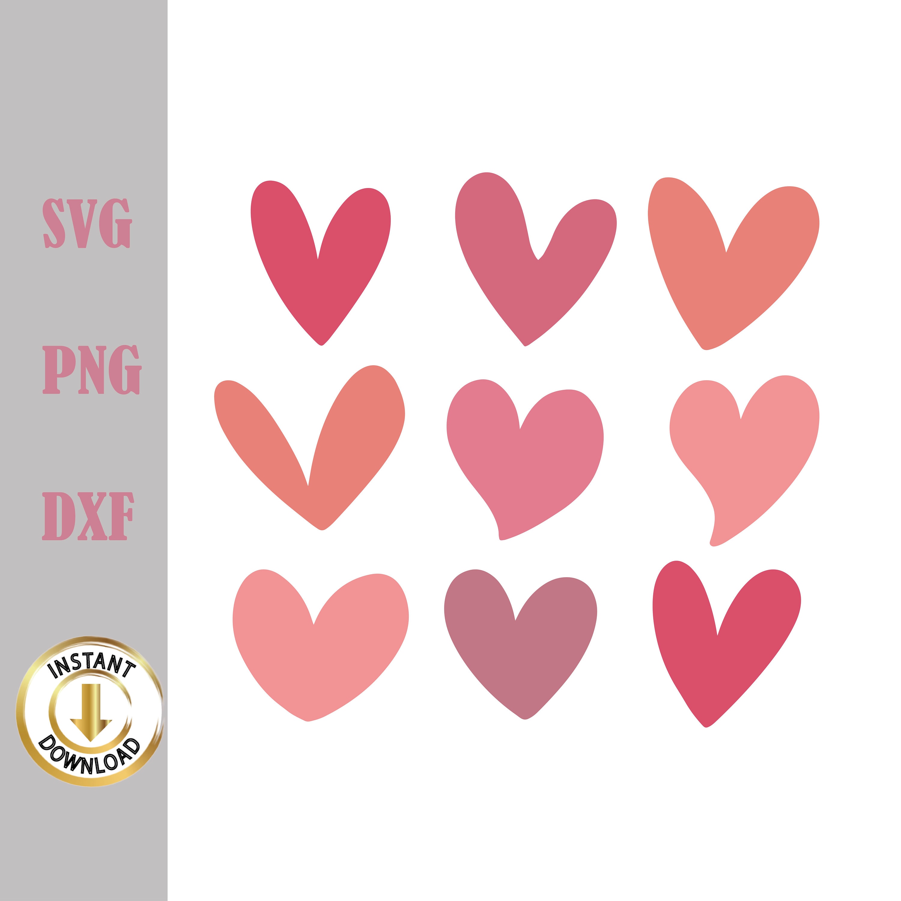 Heart Svg Png Hand Drawn Heart Bundle Svg Doodle Pink Heart - Etsy