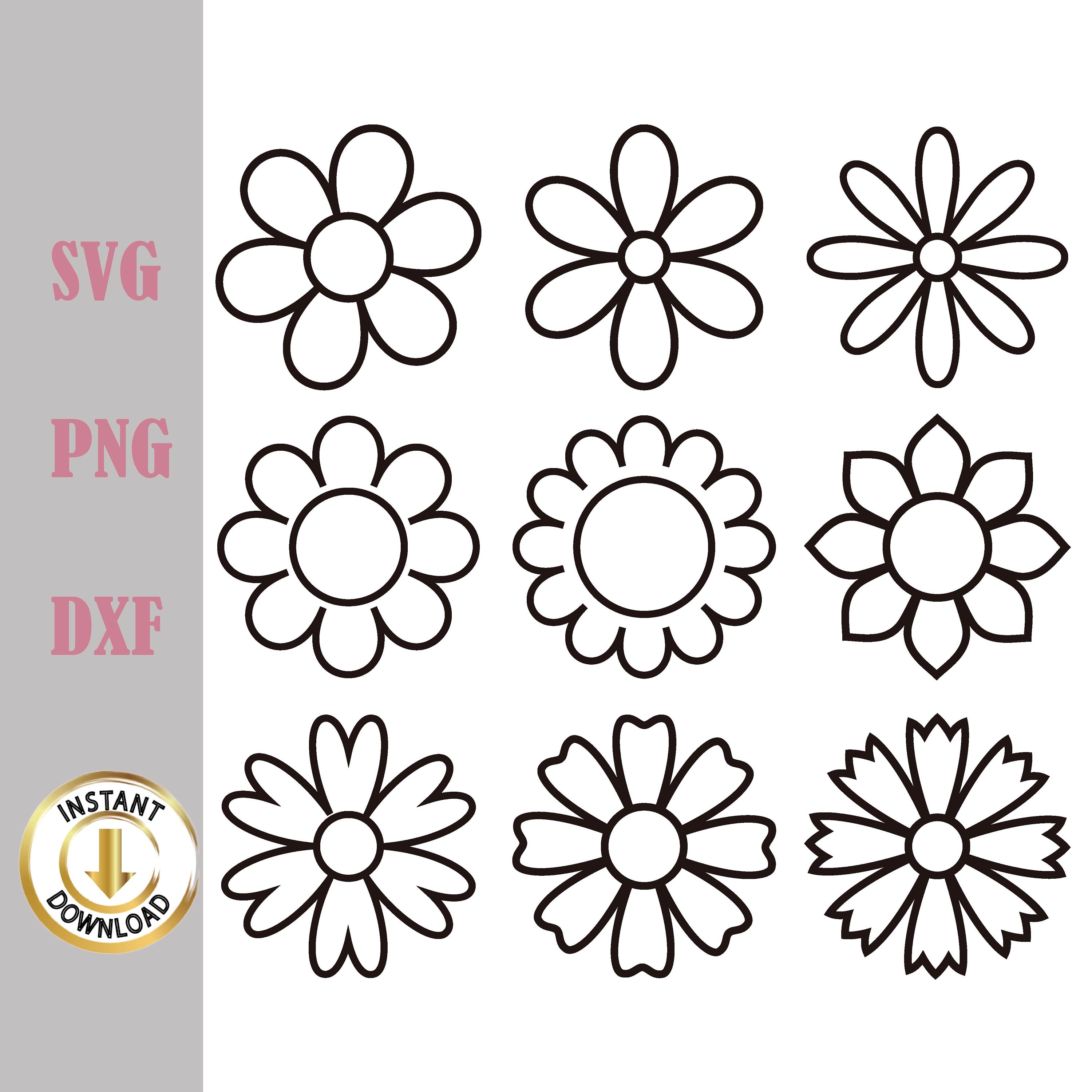 Simple Flower Outline Svg Bundle Gardening Flower Icon Svg - Etsy Canada