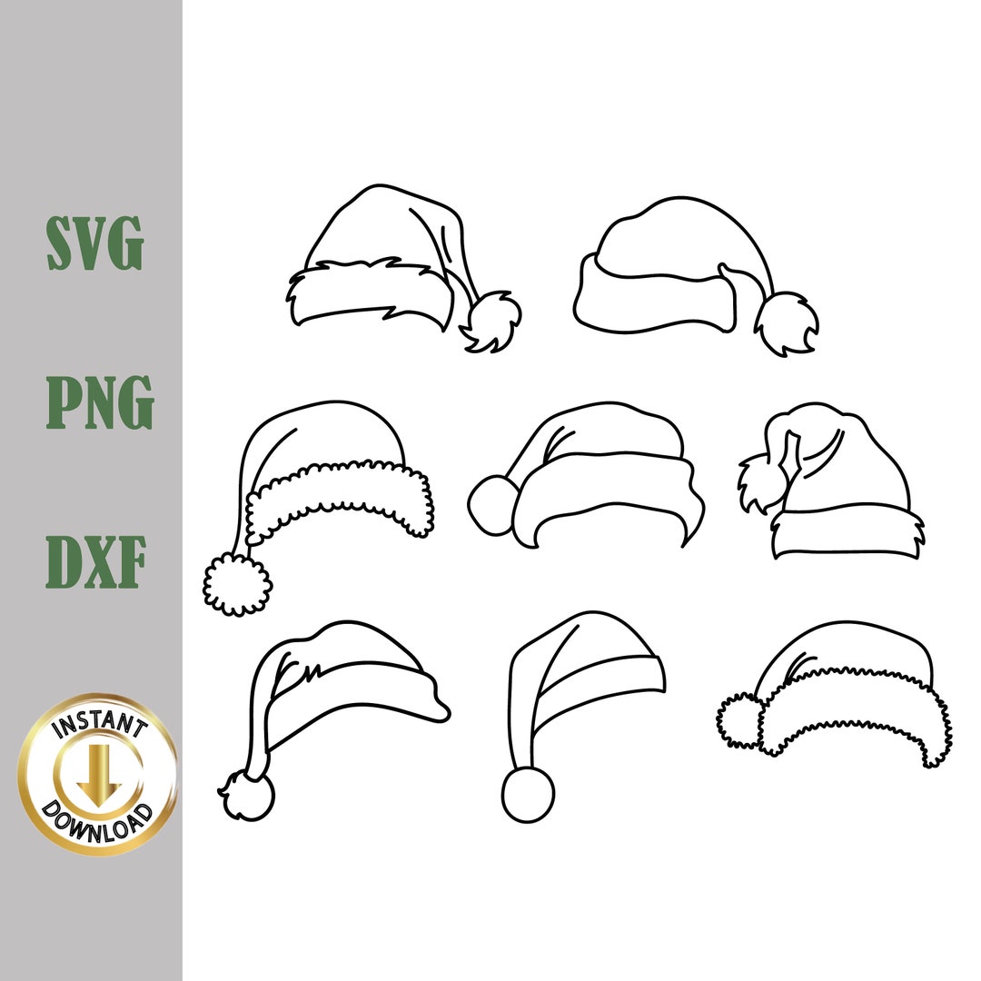 Santa Hat Outline SVG, Santa Hat Cut File, Christmas Hat Svg Bundle ...