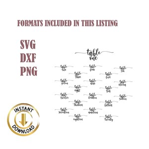 Wedding Table Numbers SVG, Wedding SVG, Wedding Sign Svg, Table Numbers ...