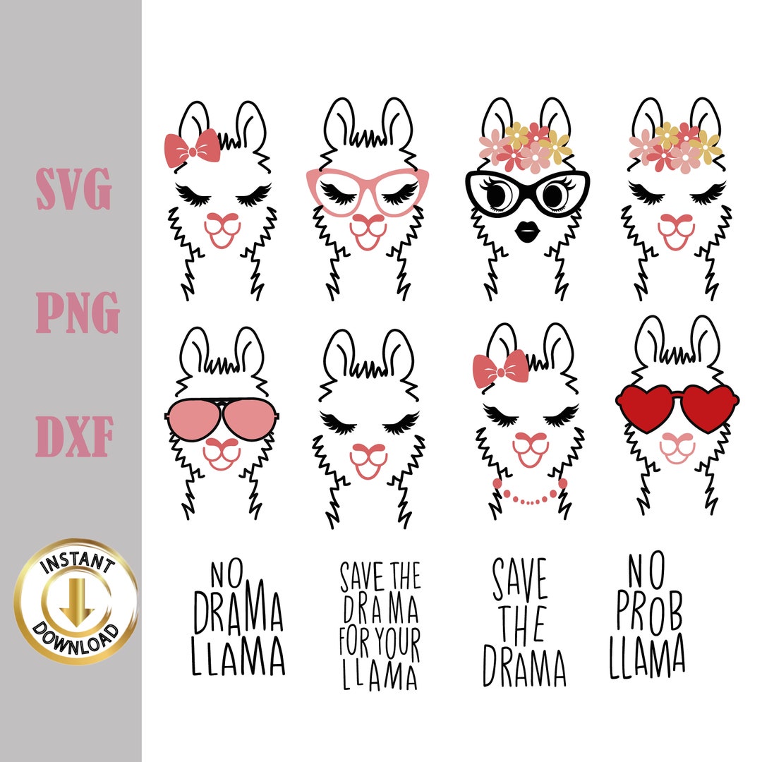 Llama SVG Files Bundle, Llama Aviator Sunglasses SVG, Llama Svg, Alpaca ...