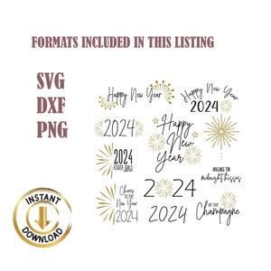 Happy New Year 2024 SVG Bundle 2024 New Year Png Hand - Etsy UK