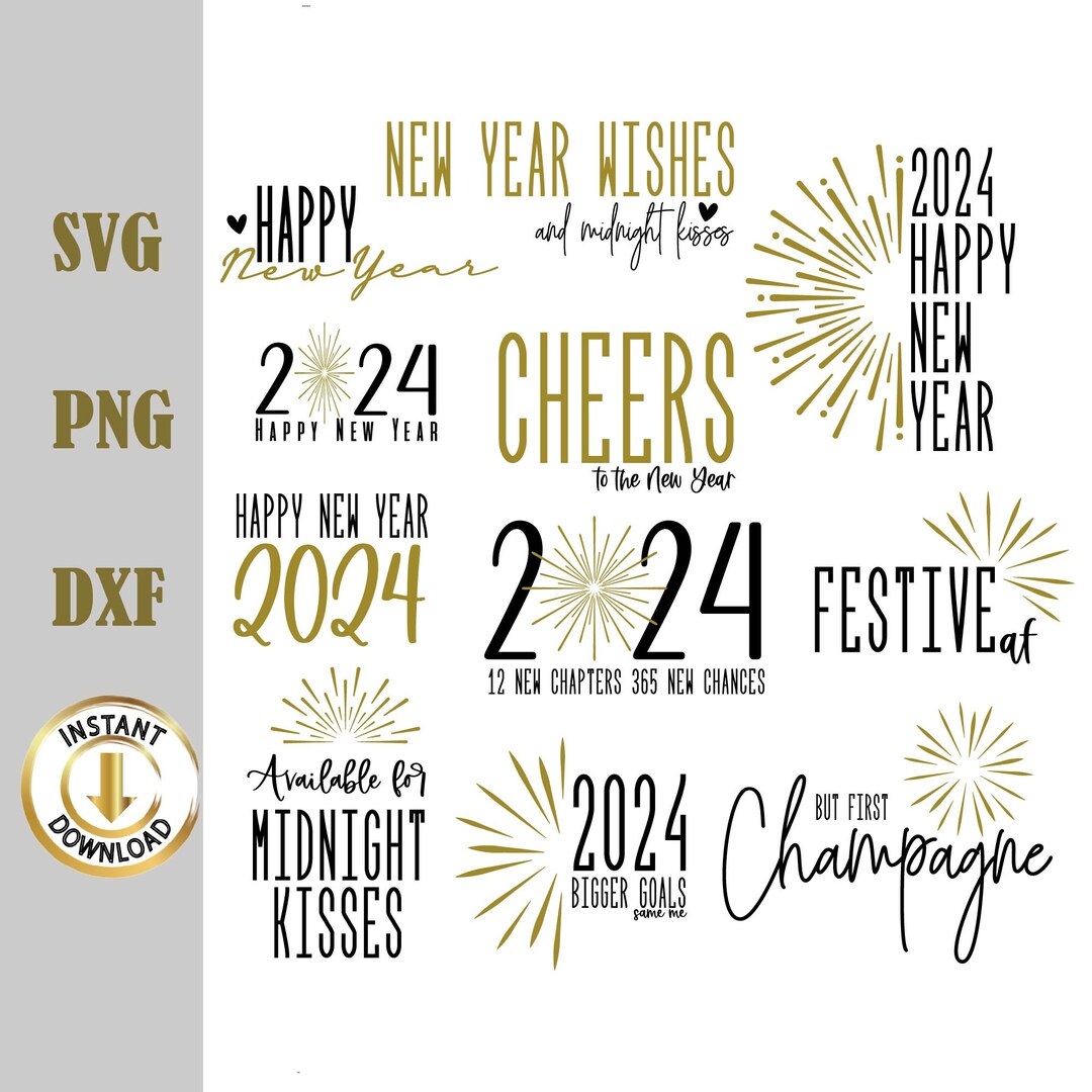 Happy New Year 2024 SVG Bundle 2024 New Year Png Hand - Etsy UK
