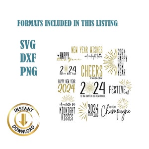 Happy New Year 2024 SVG Bundle 2024 New Year Png Hand - Etsy UK