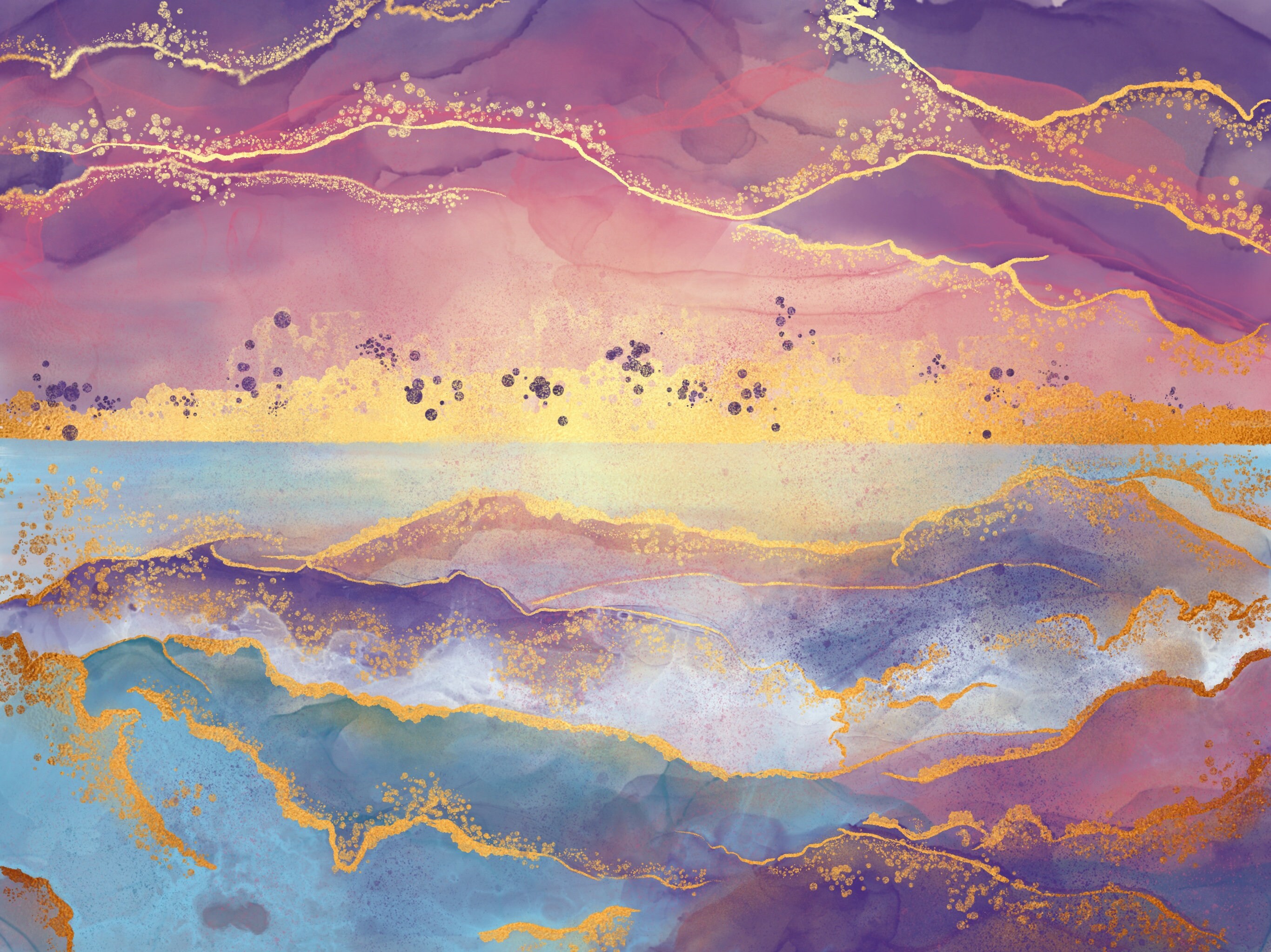 Ocean Sunset Alcohol Ink Digital Download - Etsy