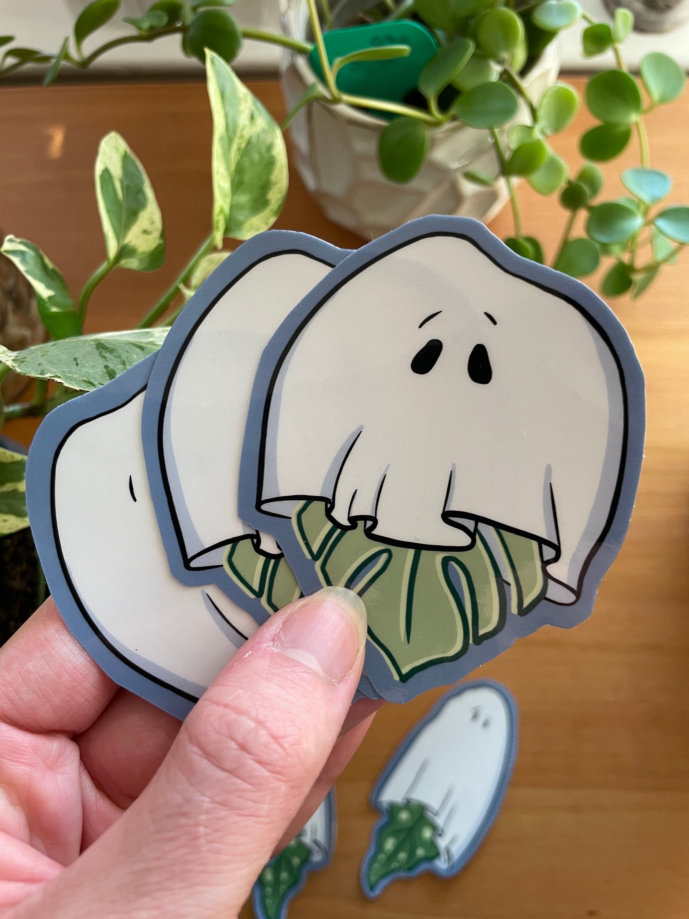 Monstera as Ghost Costume: Halloween Vinyl Sticker for Laptop - Etsy