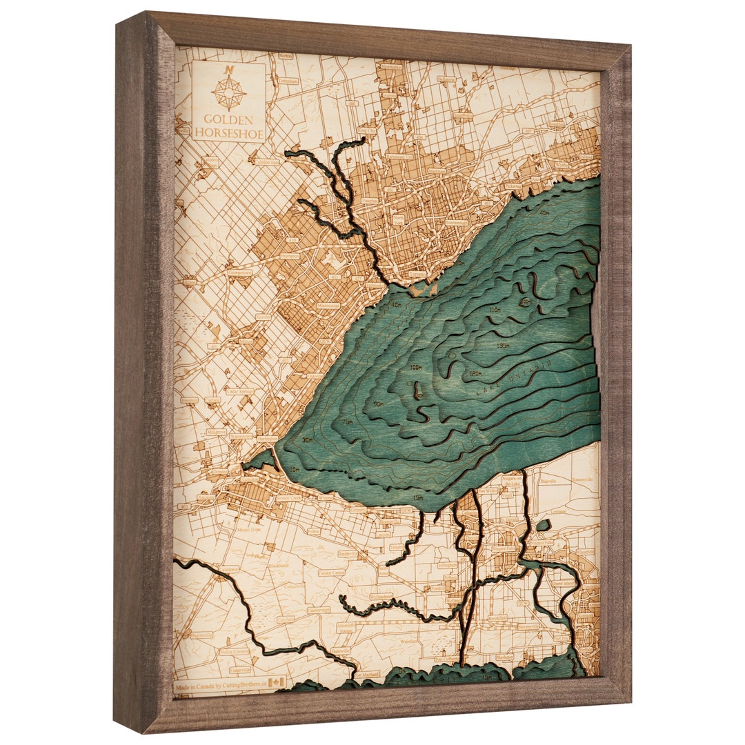GOLDEN HORSESHOE CANADA - 3D Wood Wall Map - Handcrafted, Natural Wood ...