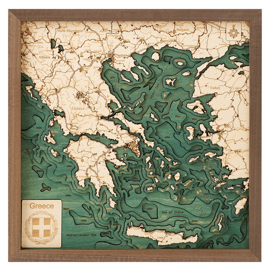 GREECE - 3D Wood Wall Map - Handcrafted, Natural Wood, Manufactur - 15 ...
