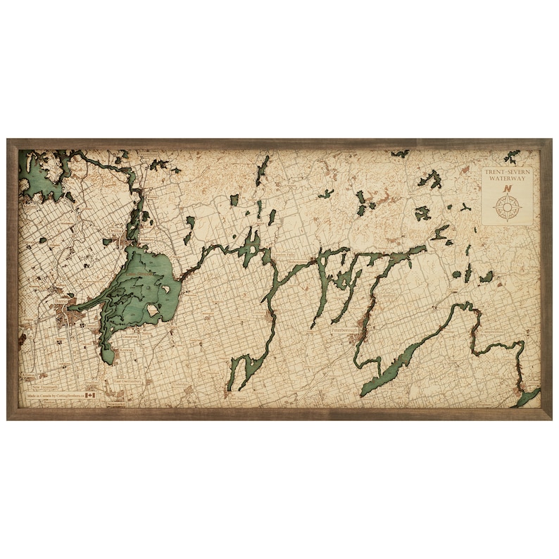 TRENT SEVERN WATERWAY - 3D Wood Wall Map - Handcrafted, Natural Wood ...