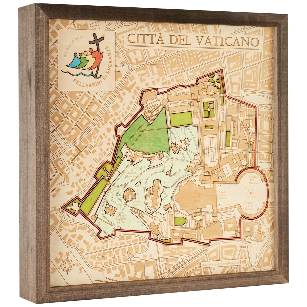 JUBILEE 2025 VATICAN - 3D Wood Wall Map - Handcrafted, Natural Wood ...