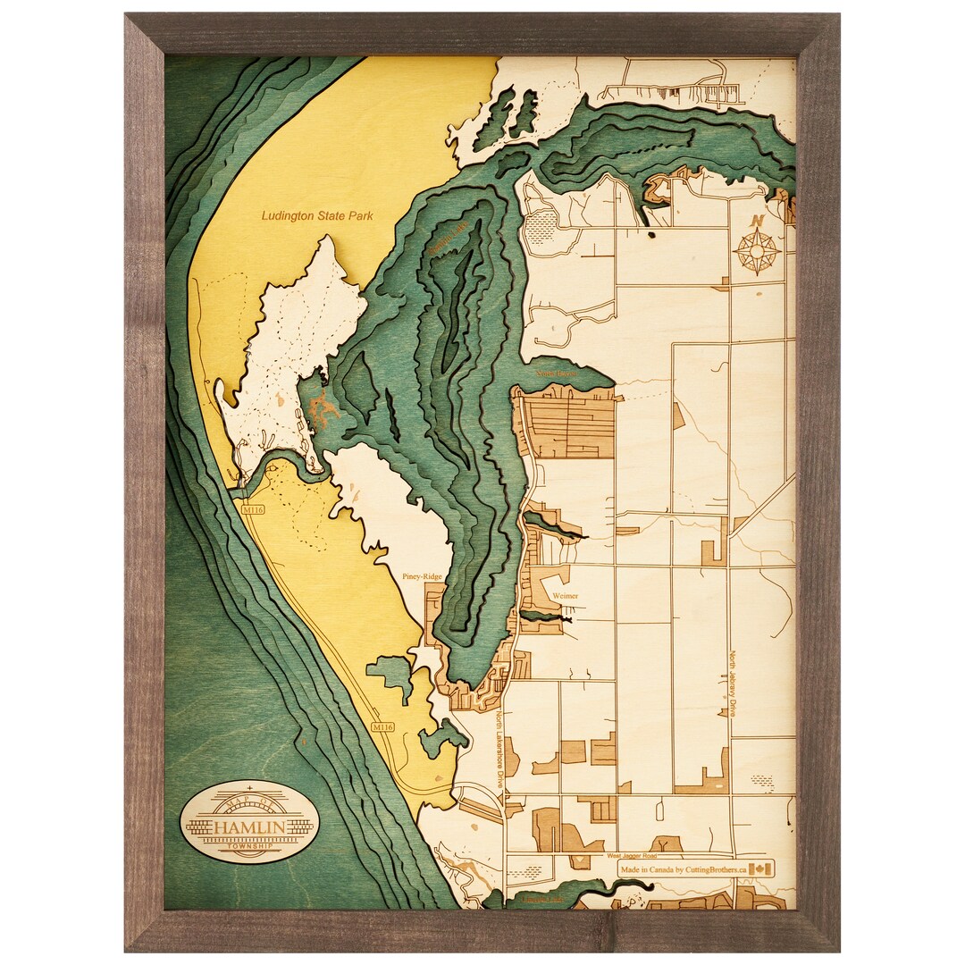Cutting Brothers Hamlin Lake Michigan 3D Map - Etsy