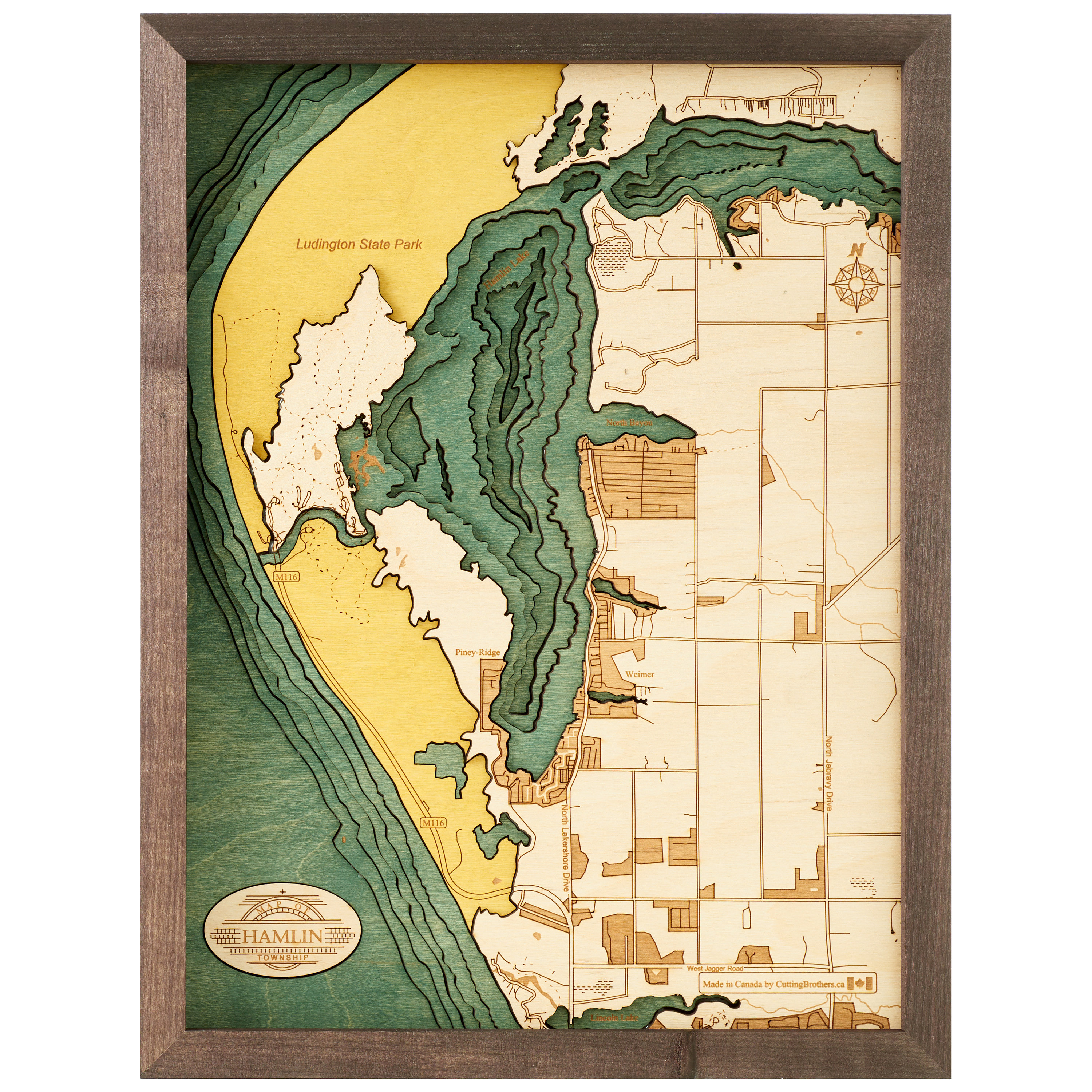 Cutting Brothers Hamlin Lake Michigan 3D Map - Etsy