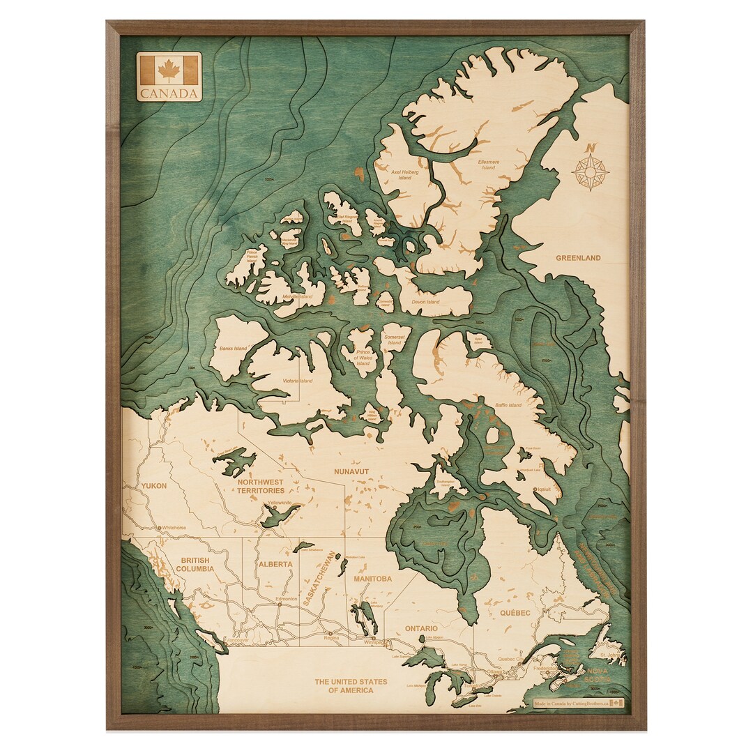CANADA - 3D Wood Wall Map - Natural Wood, Handcrafted - 24 X 32 Inches ...