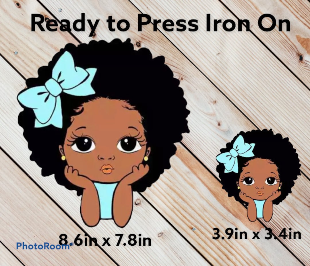 Cute Afro Puff Princess! Iron on Patch Heat Transfer Vinyl Sticker for ...