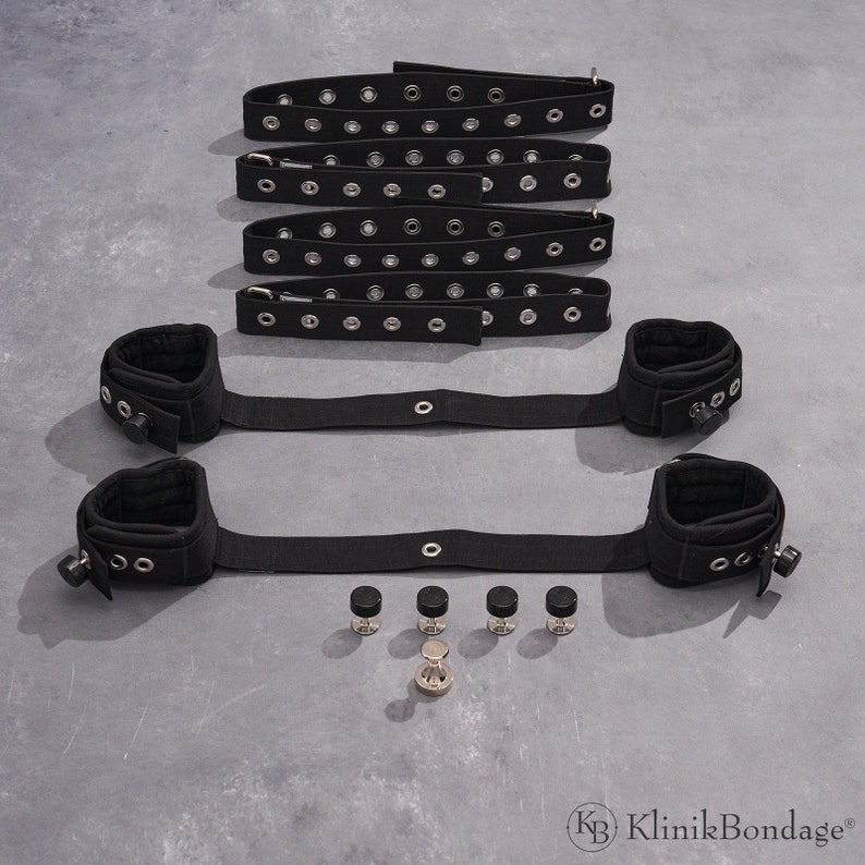 Permanent Bondage Bed Set Black Line Restraints Mattress Full Body
