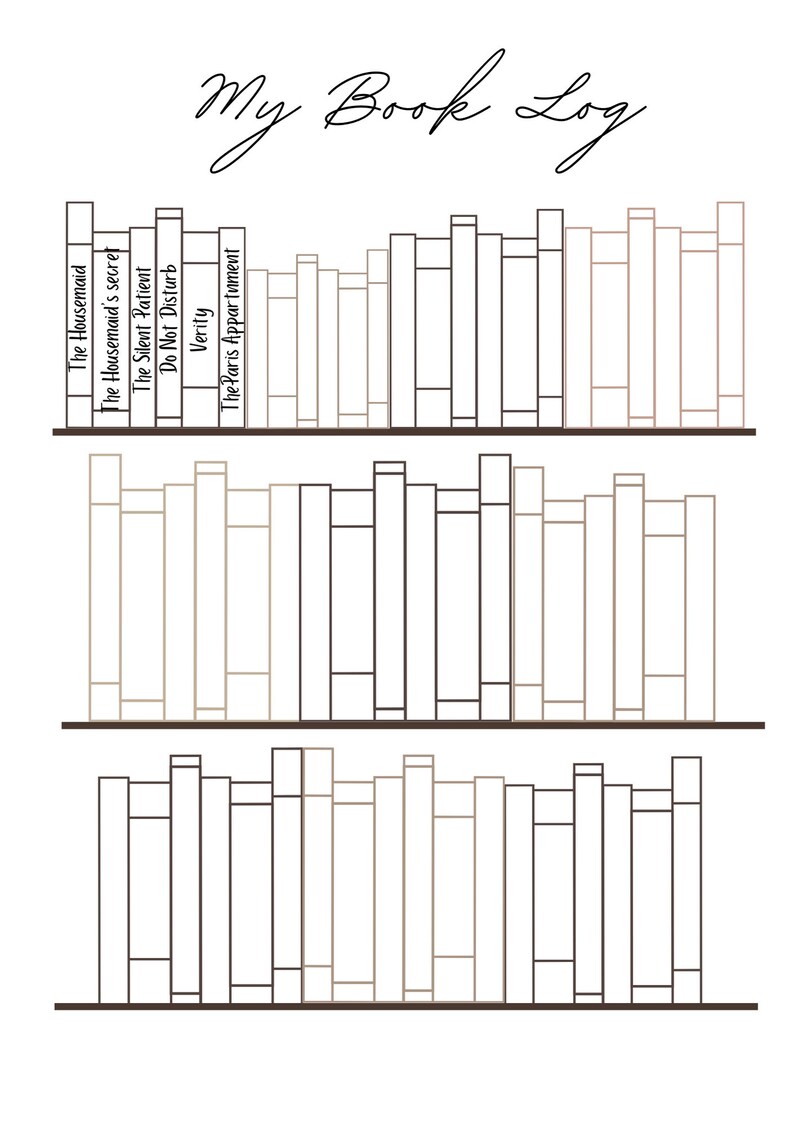 Reading Tracker Printable, Bookshelf Reading Log, Visual Book Log, Book ...