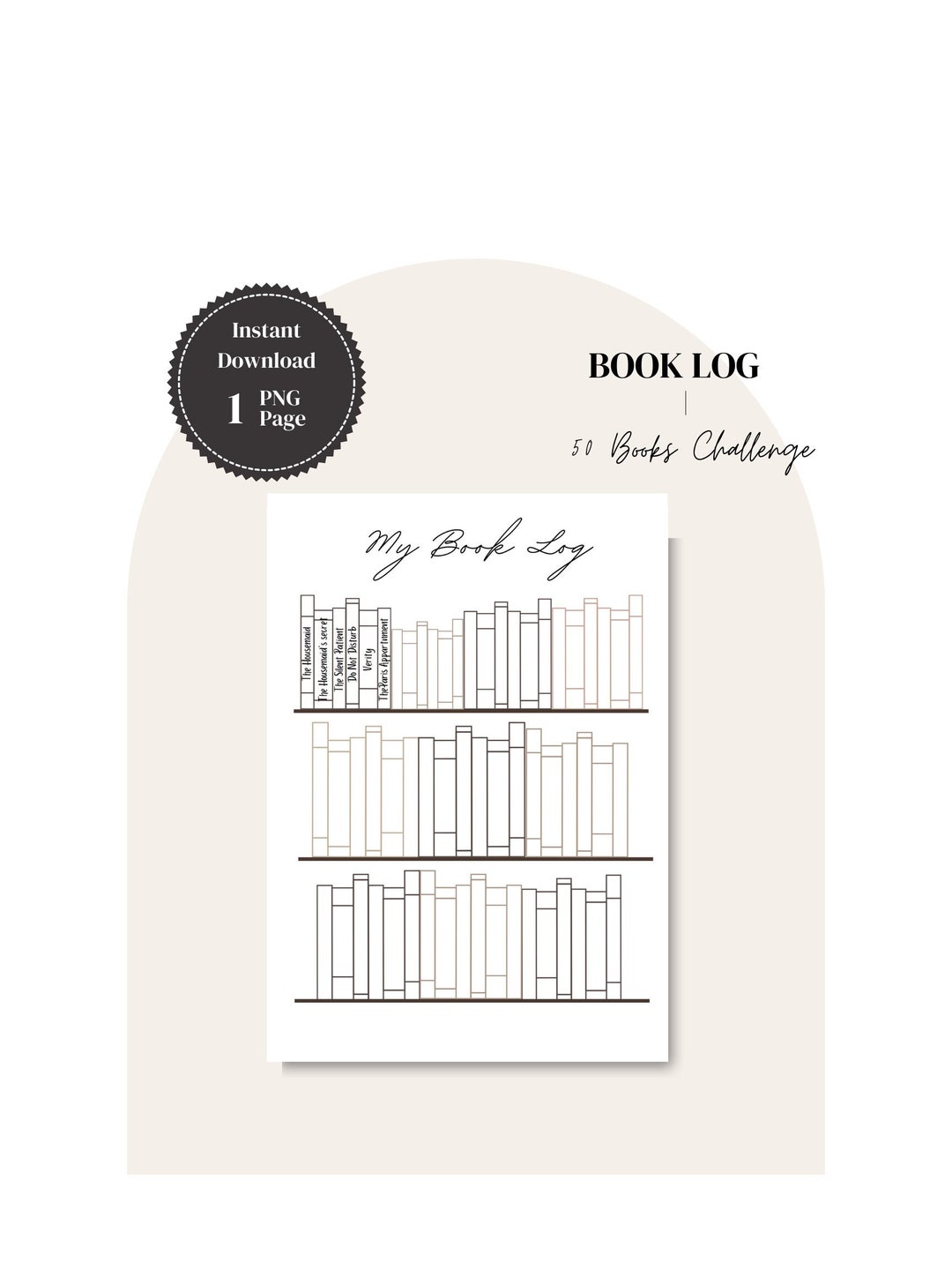 Reading Tracker Printable, Bookshelf Reading Log, Visual Book Log, Book ...