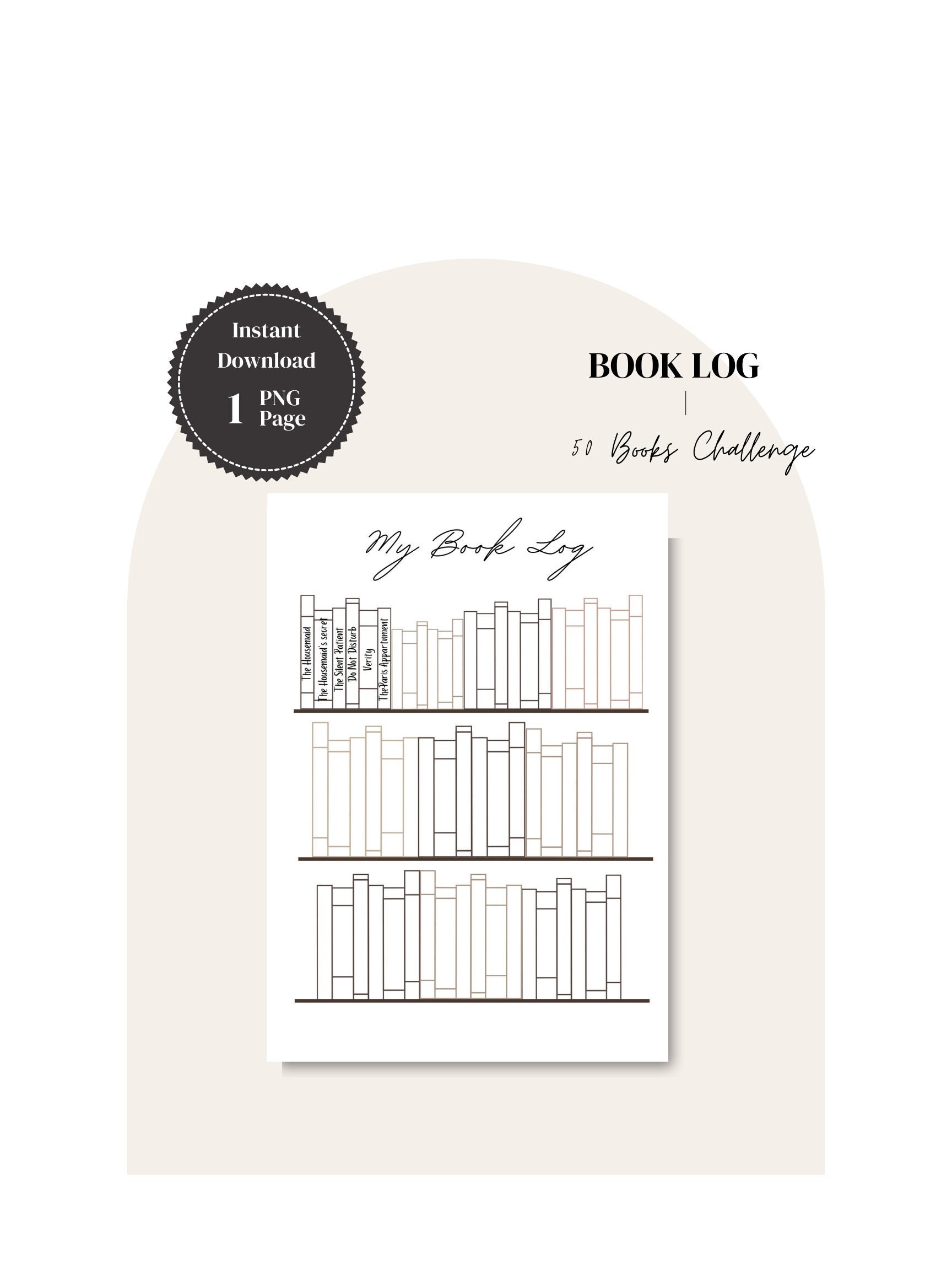 Reading Tracker Printable, Bookshelf Reading Log, Visual Book Log, Book ...