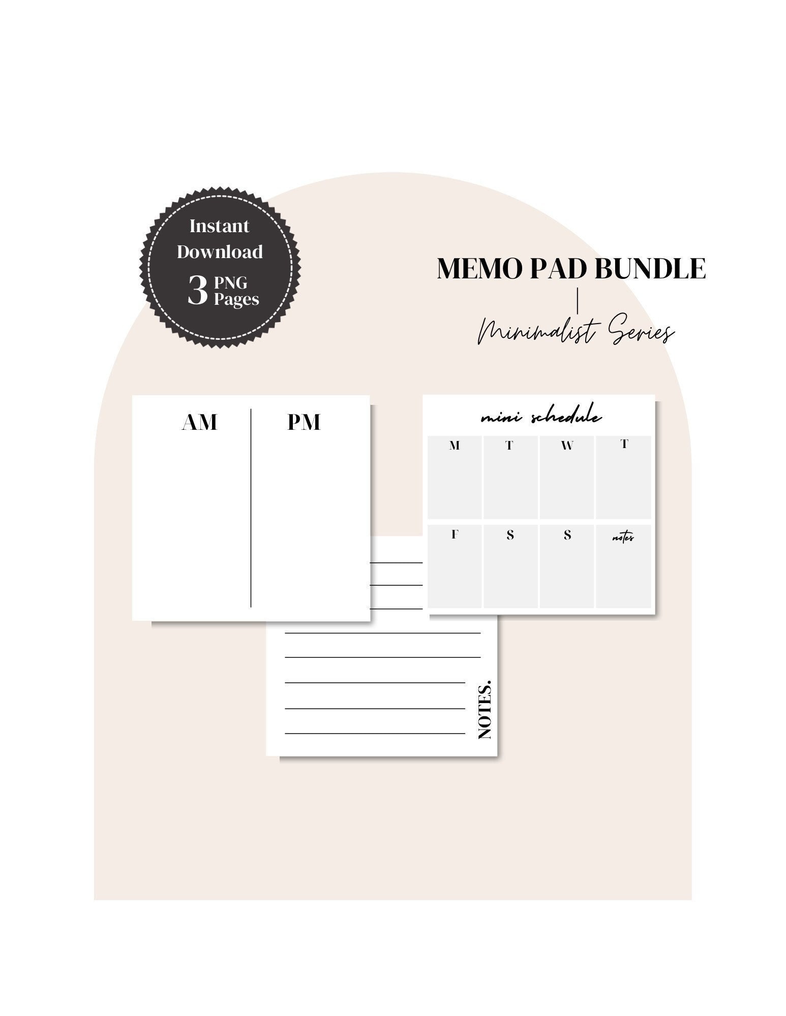 Sticky Note Printable, 3x3 Memo Cards, Mini Schedule Planner, Desk ...