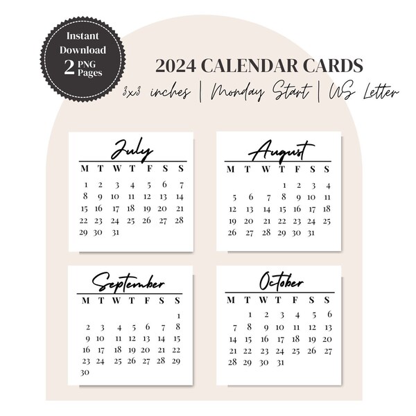 Business Card Size Calendar - Etsy