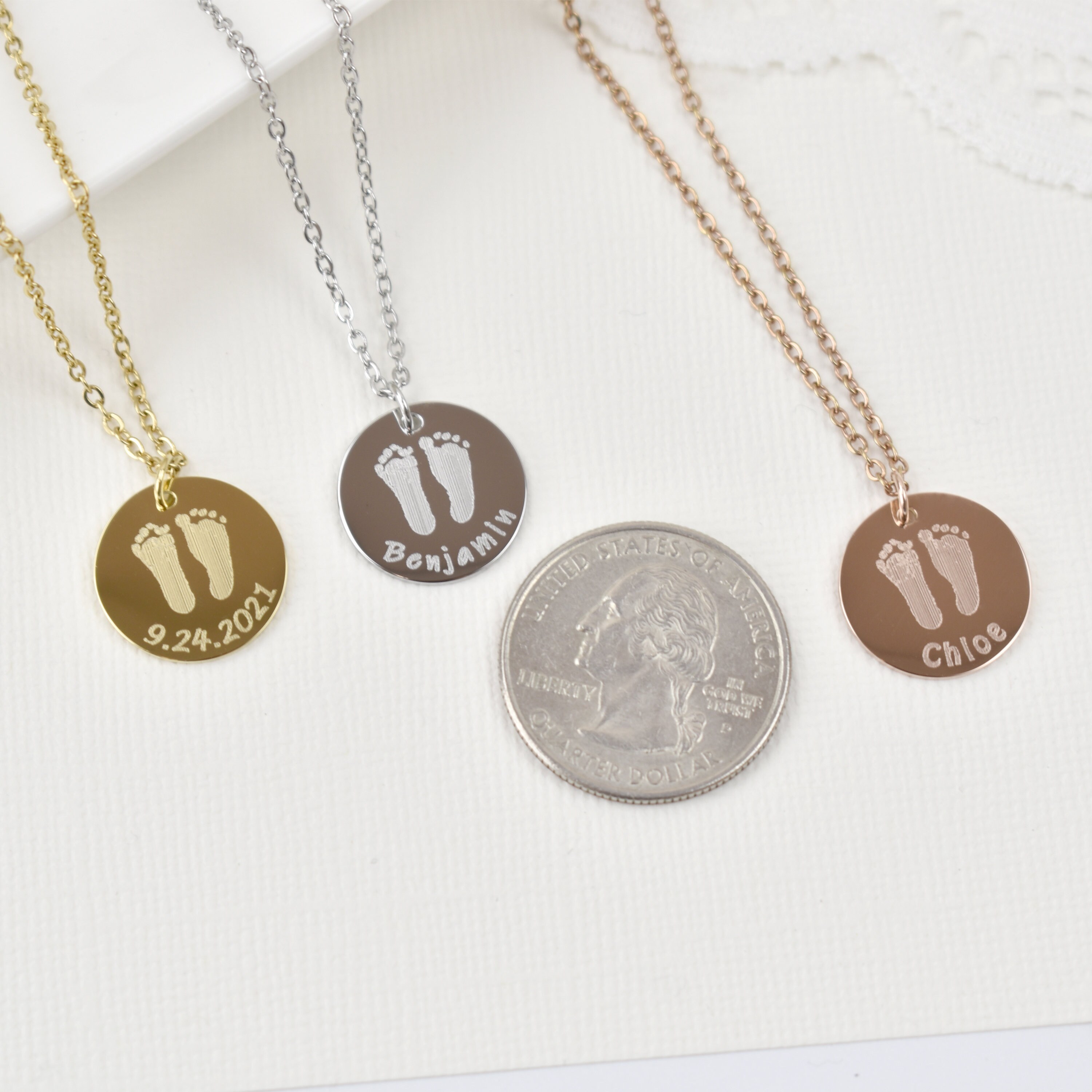 Actual Baby Foot Print Necklace, Personalized Foot Print, Custom ...