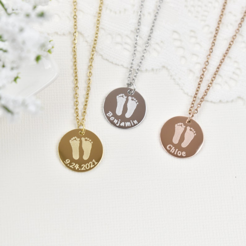 Actual Baby Foot Print Necklace, Personalized Foot Print, Custom ...