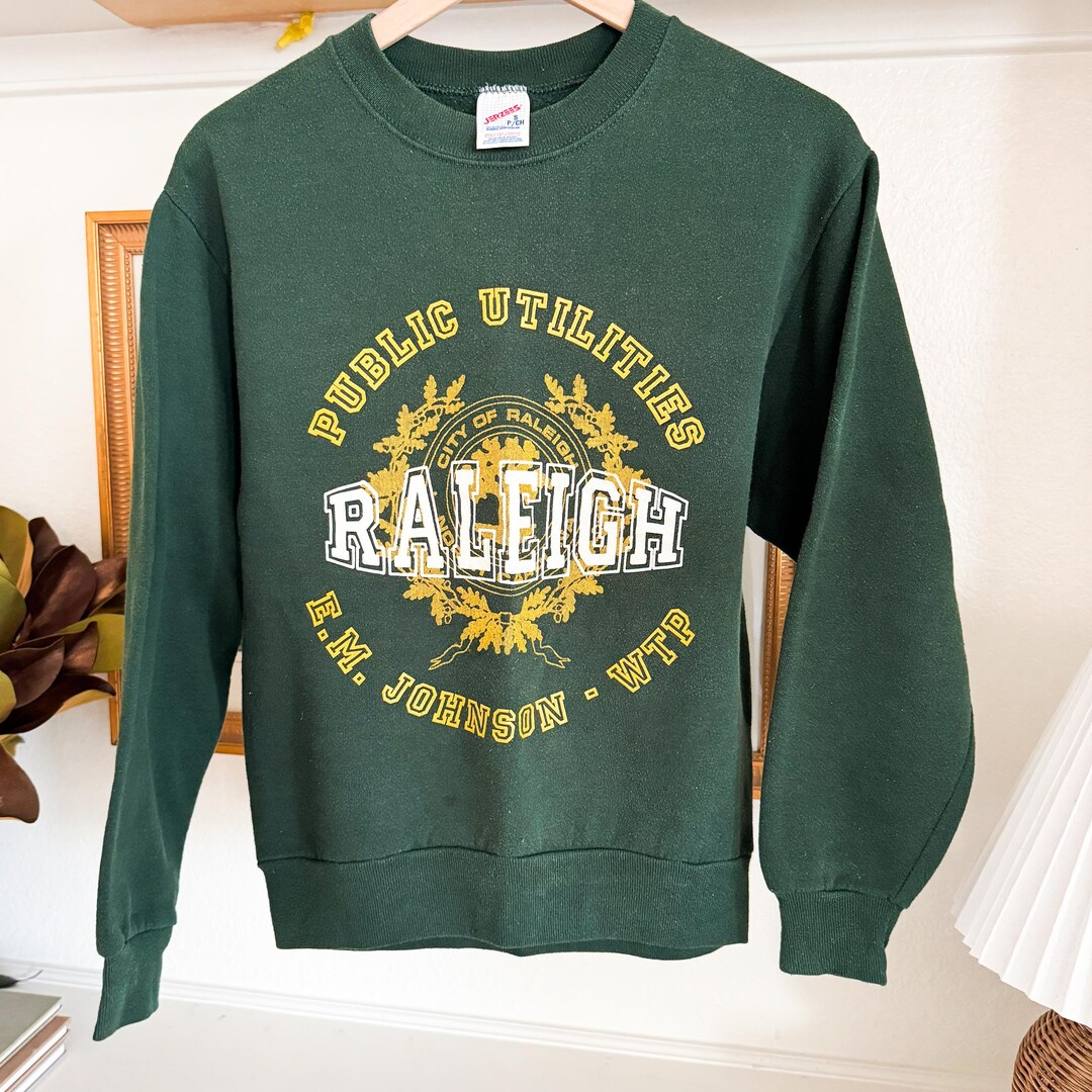 90s Raleigh North Carolina Floral Crest Sweatshirt; Public Utilities E ...