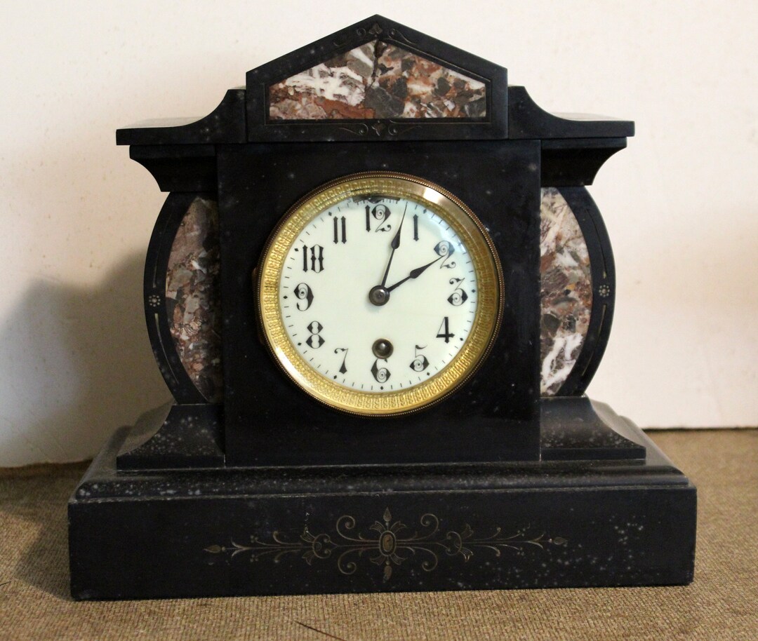 Antique Boston Clock Company Tandem Wind Onyx Cased Mantle Clock. - Etsy