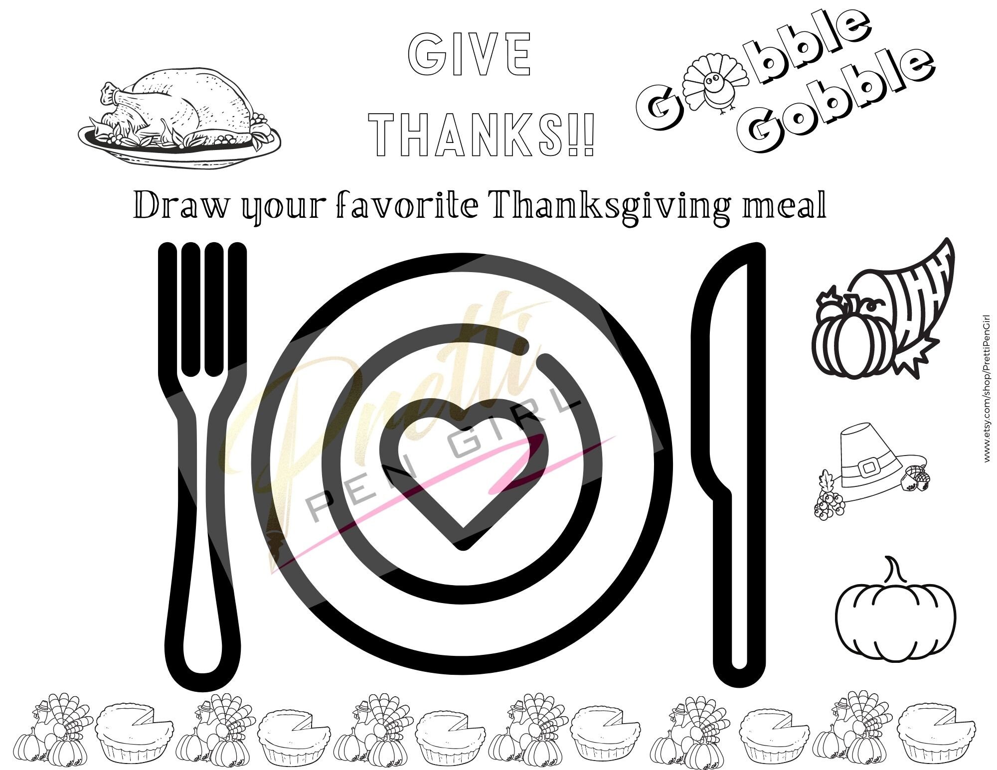 Printable THANKSGIVING Coloring Placemats, 4 Activity Sheets for Kids ...