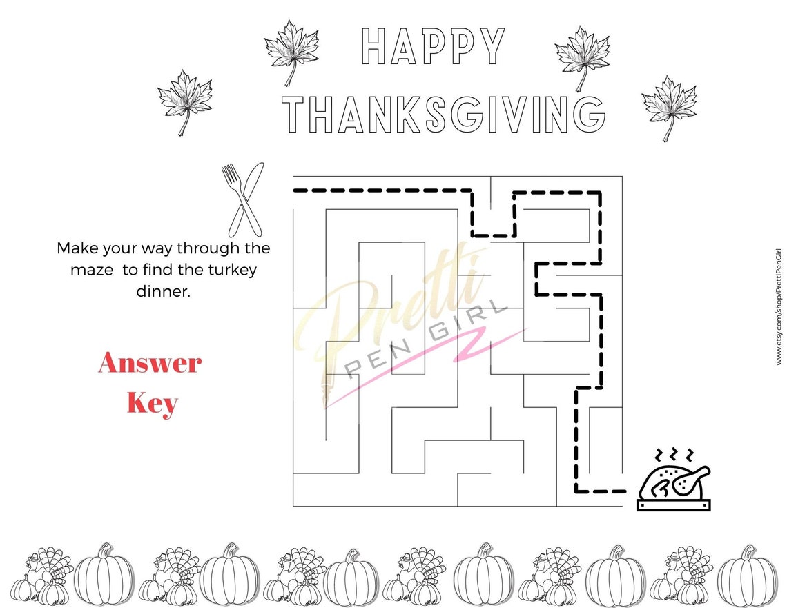 Printable THANKSGIVING Coloring Placemats, 4 Activity Sheets for Kids ...
