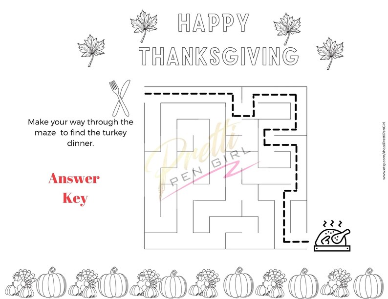 Printable THANKSGIVING Coloring Placemats, 4 Activity Sheets for Kids ...