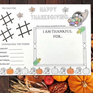 Printable THANKSGIVING Coloring Placemats, 4 Activity Sheets for Kids ...