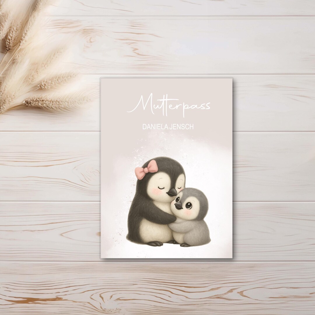 Personalized Maternity Record Book Cover With Penguin | Gift for ...