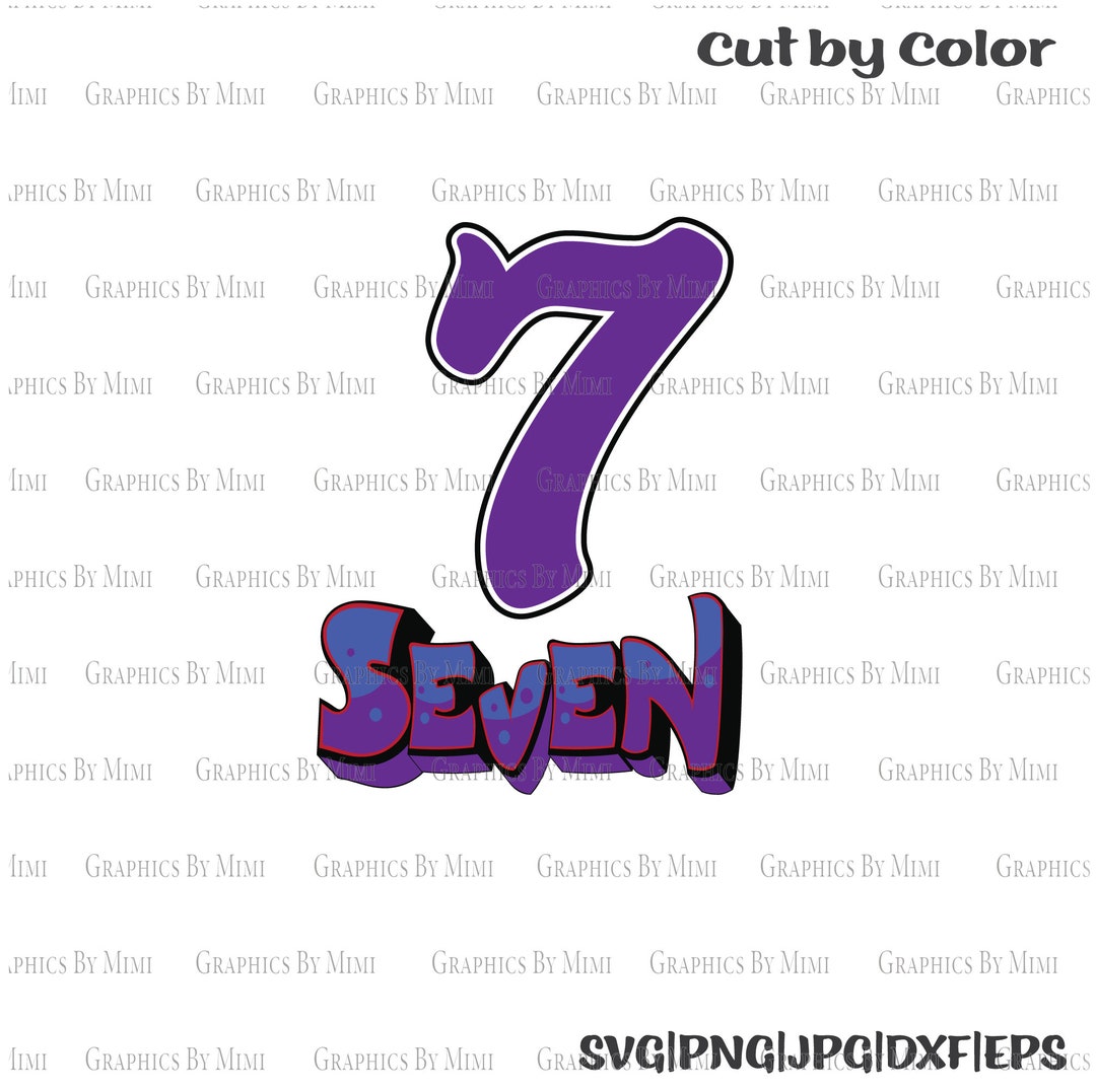 7th Birthday Svg, Seven Svg, 7th Birthday Png, Seven Png, Grunge Font ...