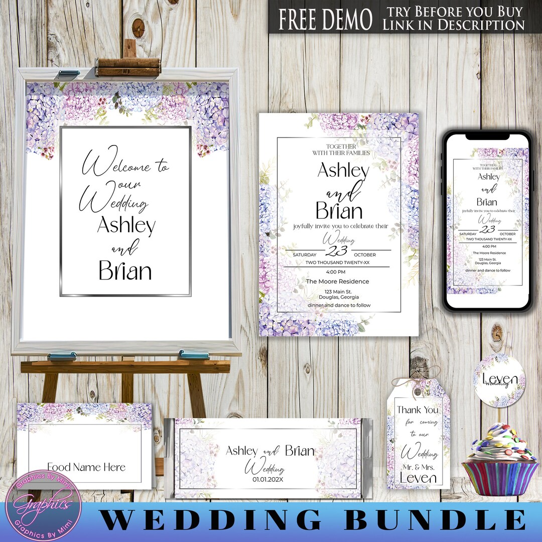 Hydrangea Invitation, Lavender Wedding, Hydrangea Wedding, Hydrangea ...